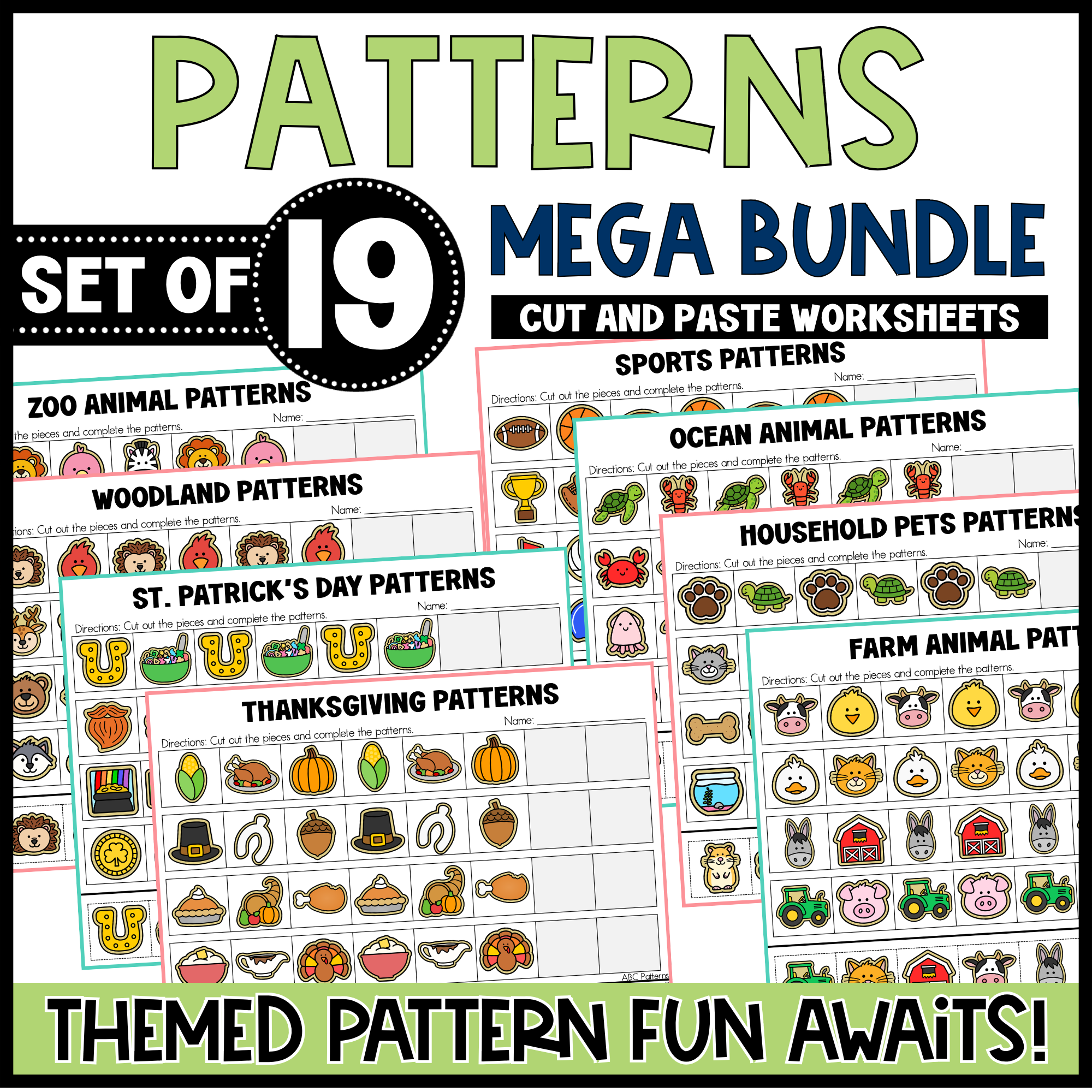Pattern Worksheet Cut and Paste Pattern Activity Bundle – Beth Ann Averill