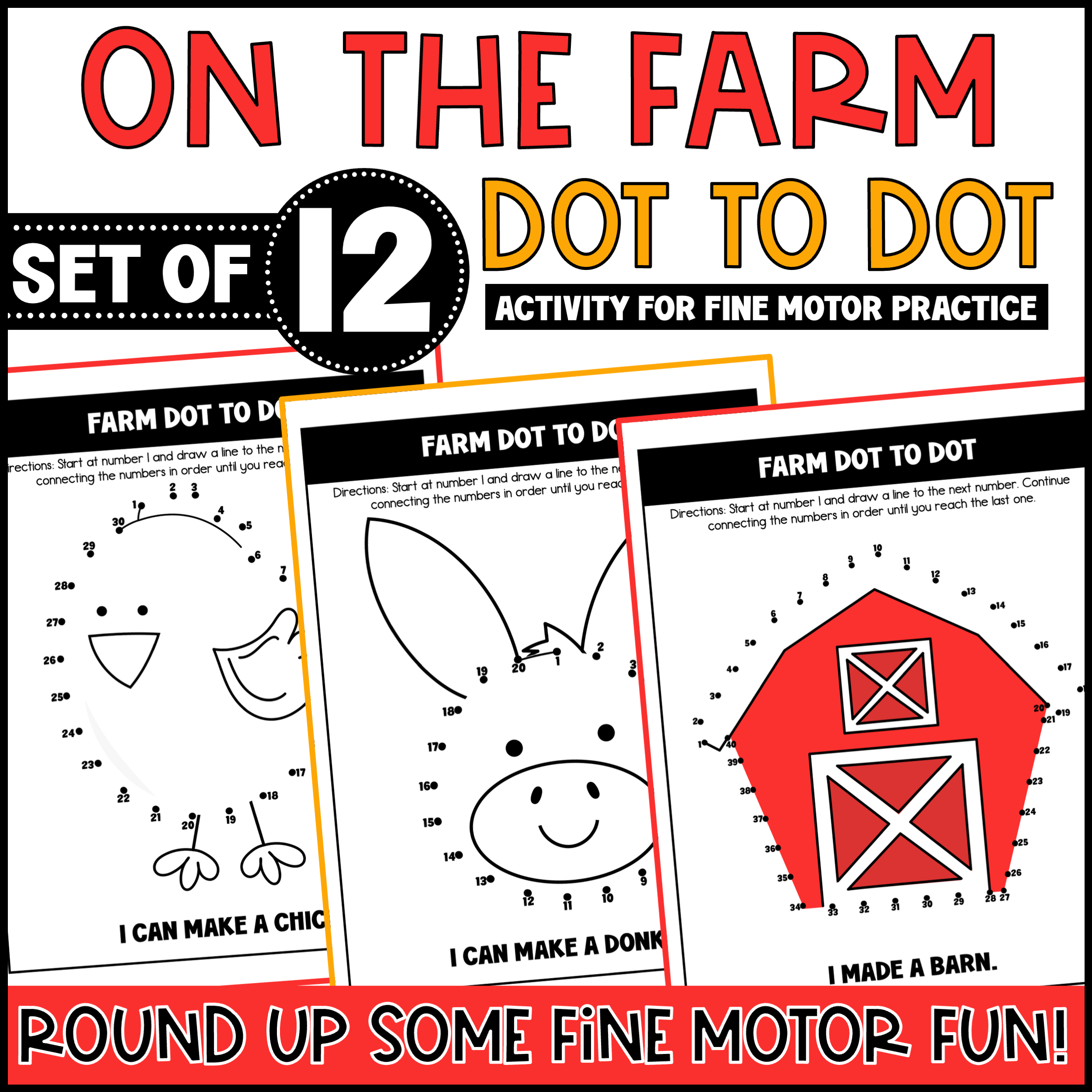 Farm Dot to Dot Activity for Fine Motor Practice – Beth Ann Averill