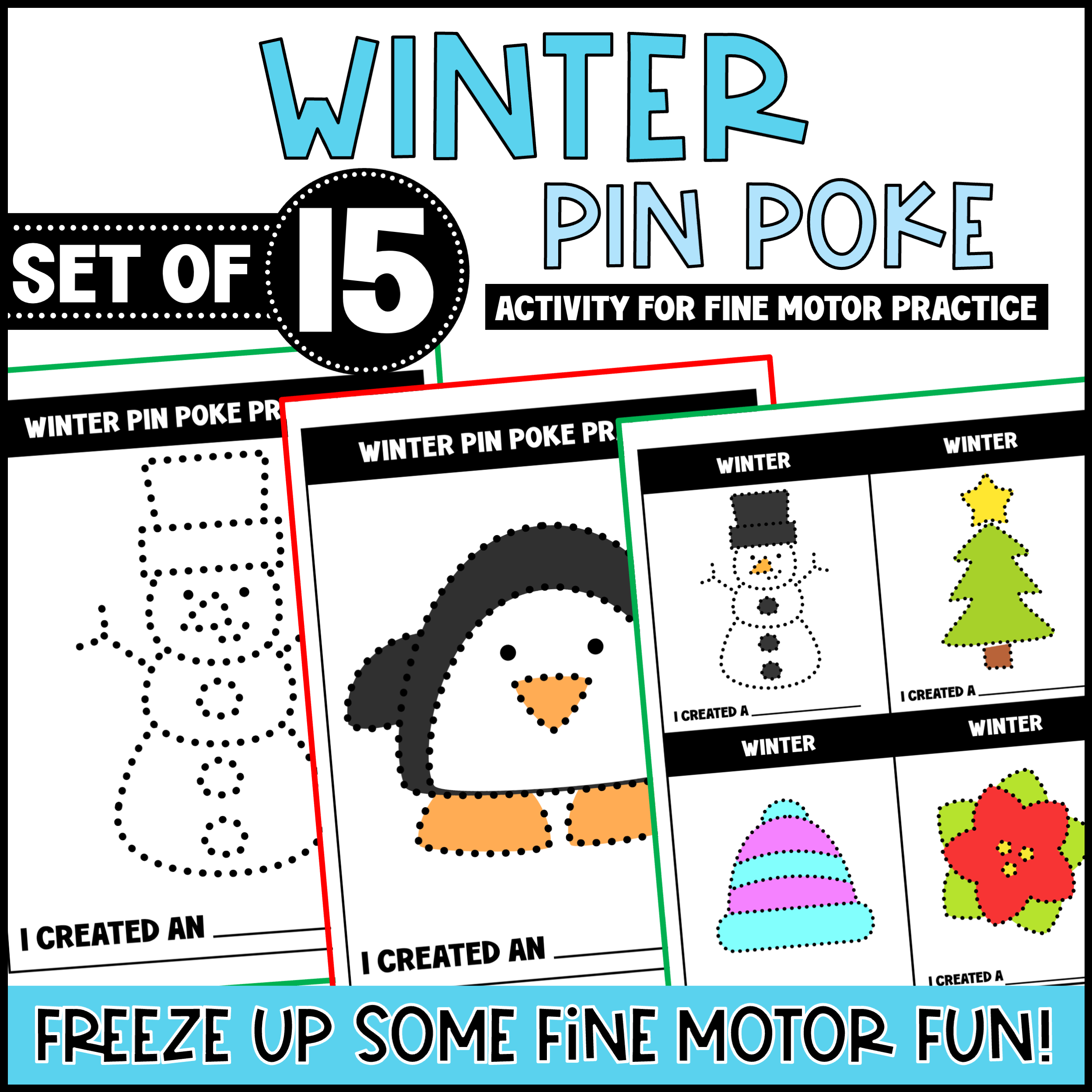 Winter Pin Poke Activity for Fine Motor Practice in December Winter Pu ...