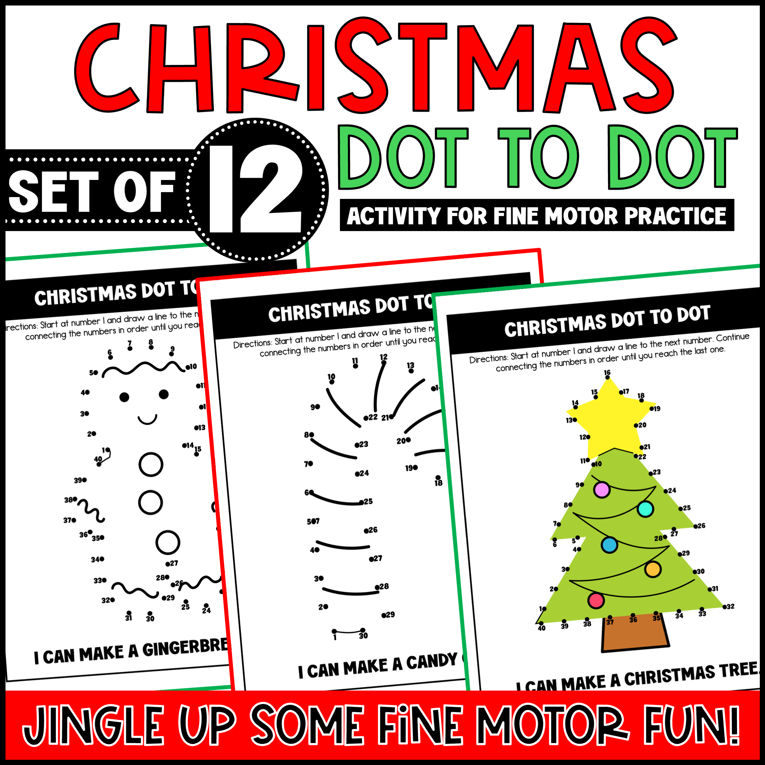 Christmas Dot to Dot Activity for Fine Motor Practice in December ...