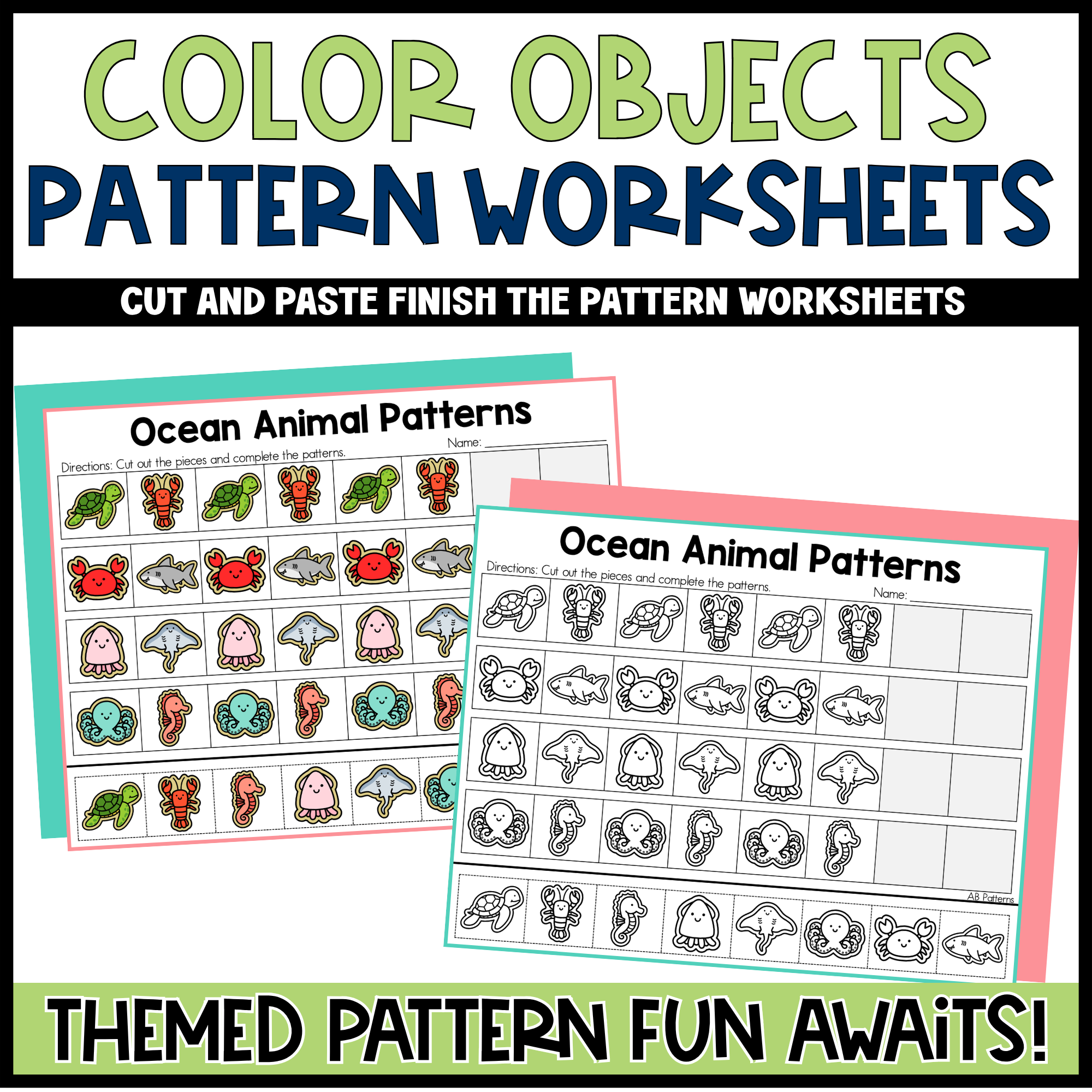 Color Objects Pattern Worksheets Cut and Paste Patterns – Beth Ann Averill
