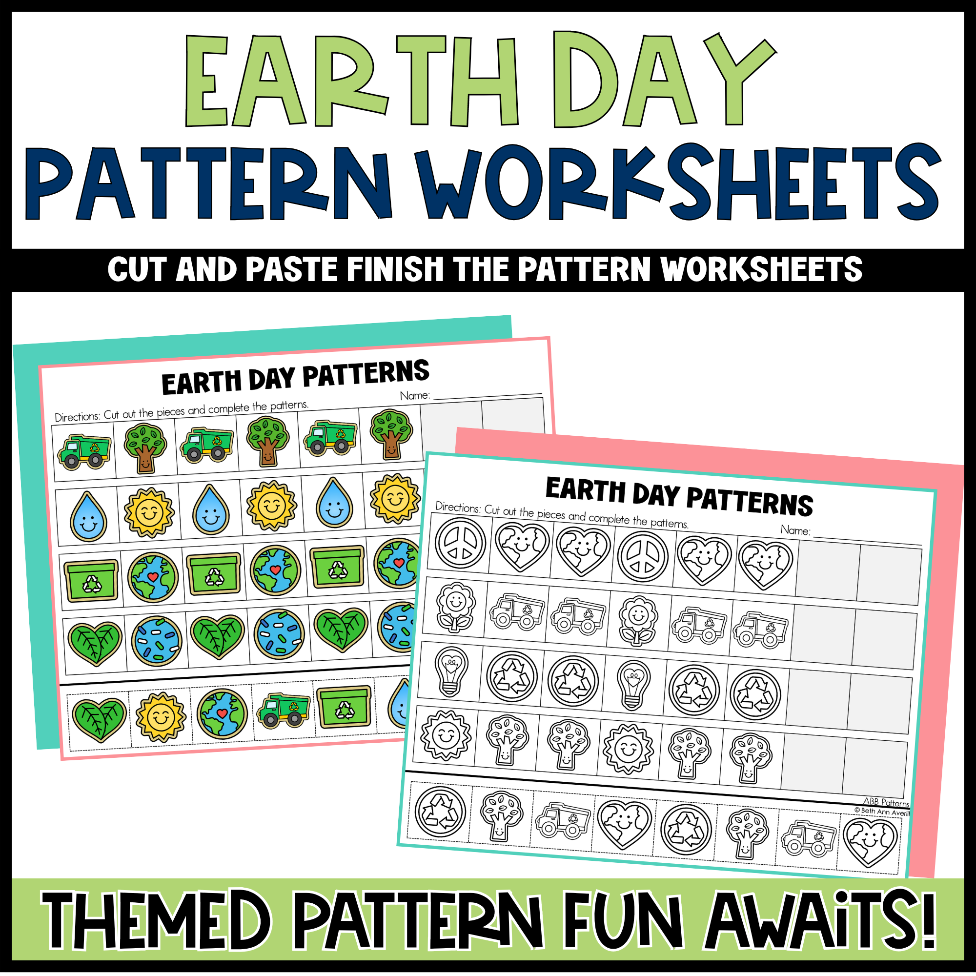 Earth Day Pattern Worksheets Cut and Paste Patterns – Beth Ann Averill