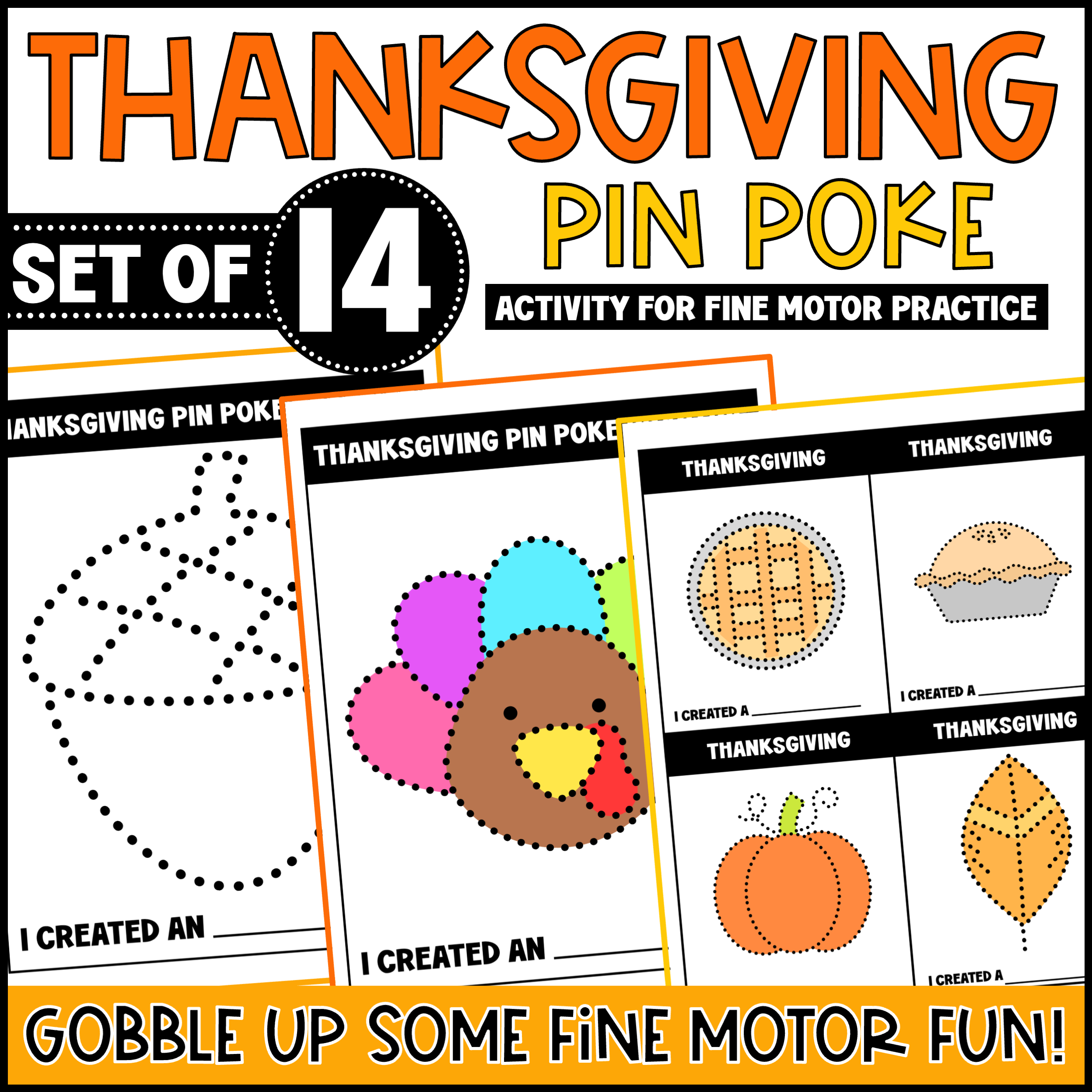 Thanksgiving Pin Poke Activity for Fine Motor Practice in November Pus ...