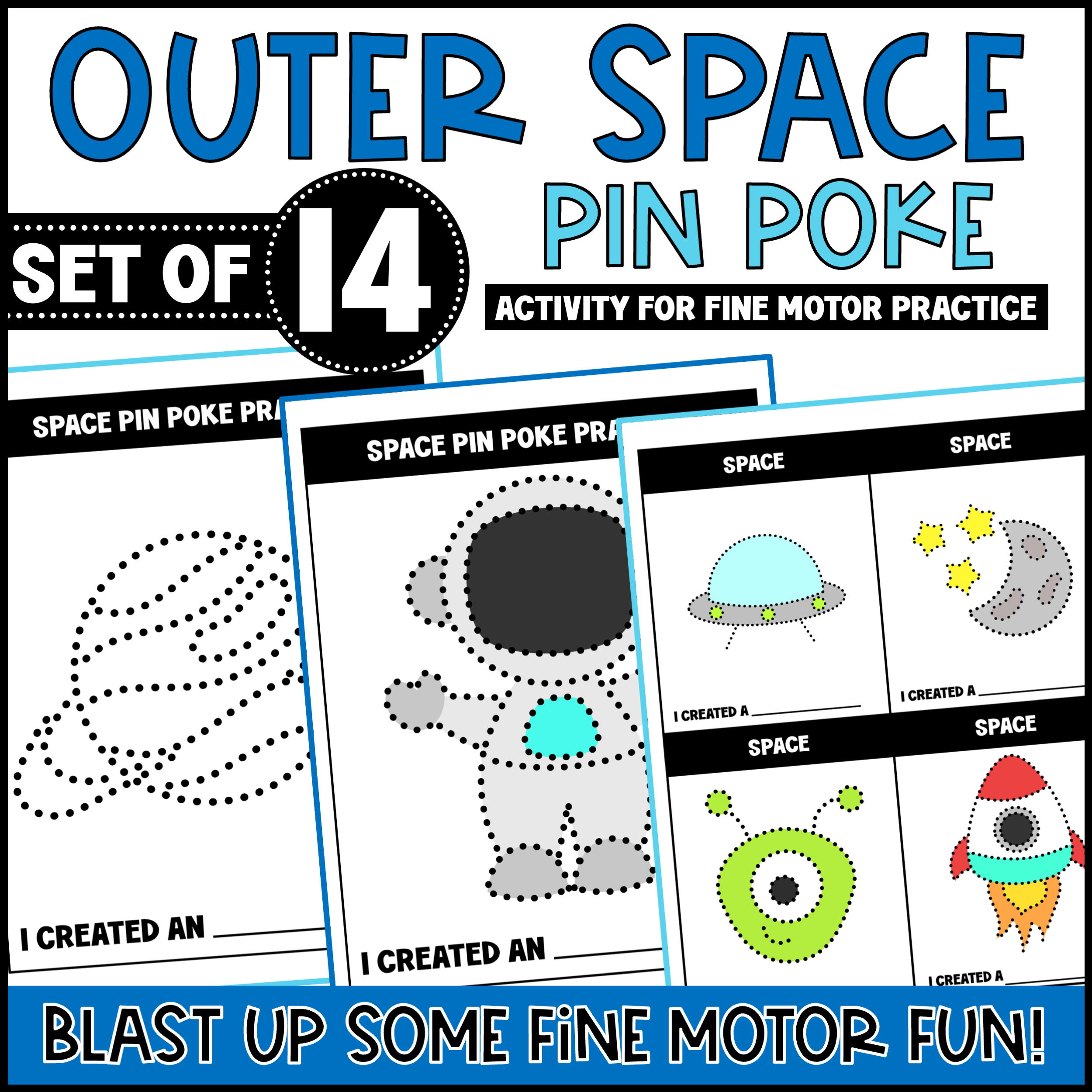 Space Pin Poke Activity for Fine Motor Practice Push Pin Art – Beth Ann ...