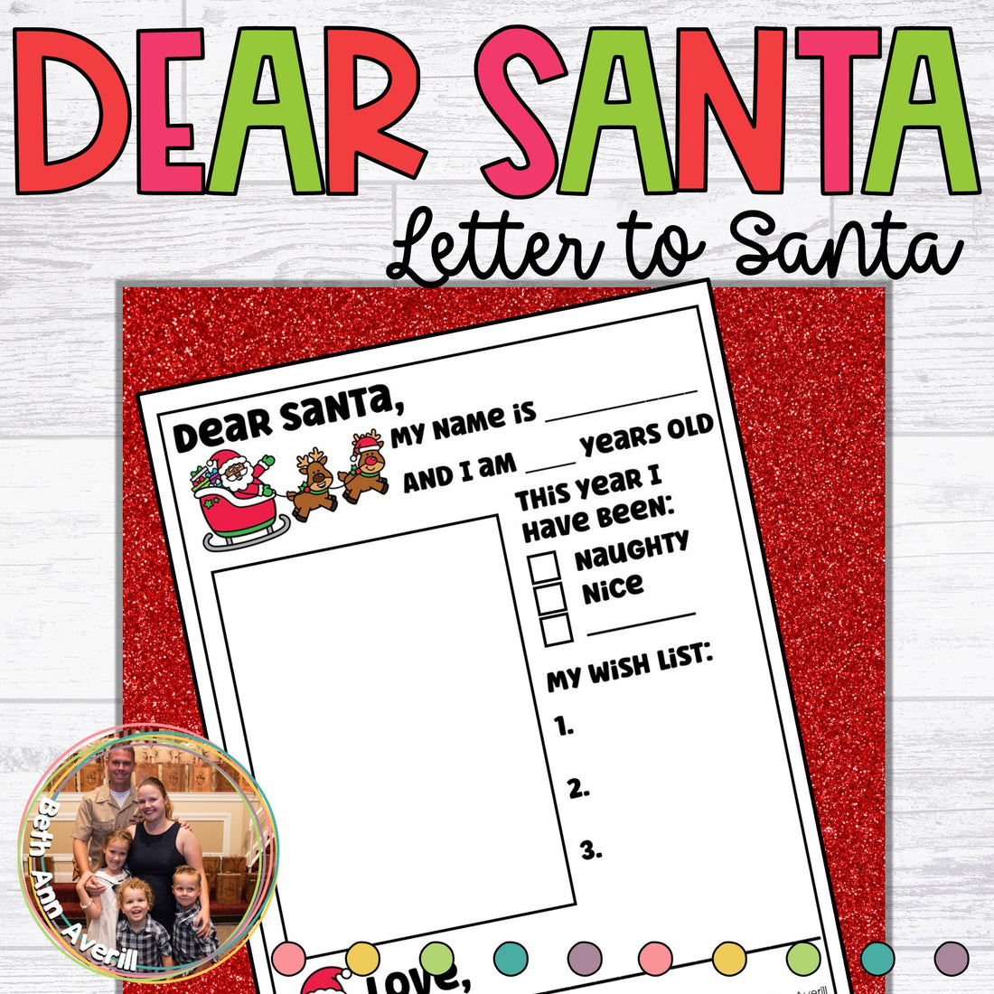 Christmas Letter to Santa Writing Paper with Picture Box – Beth Ann Averill