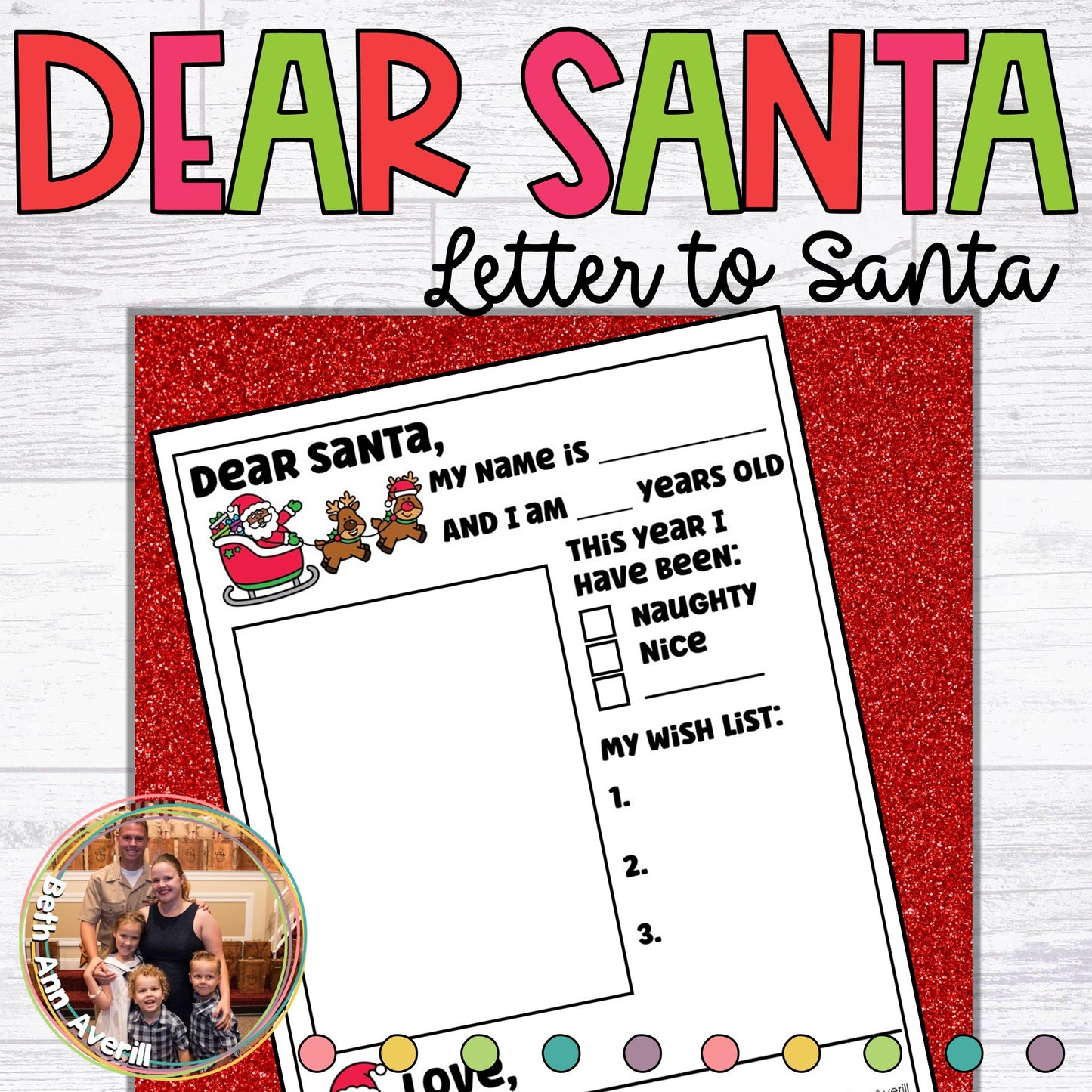 Christmas Letter to Santa Writing Paper with Picture Box – Beth Ann Averill